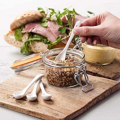 WM Bartleet & Sons 1750 TSET152 Set of 4 Small Traditional Porcelain Salt, Condiment and Spice Spoons (10cm) β White