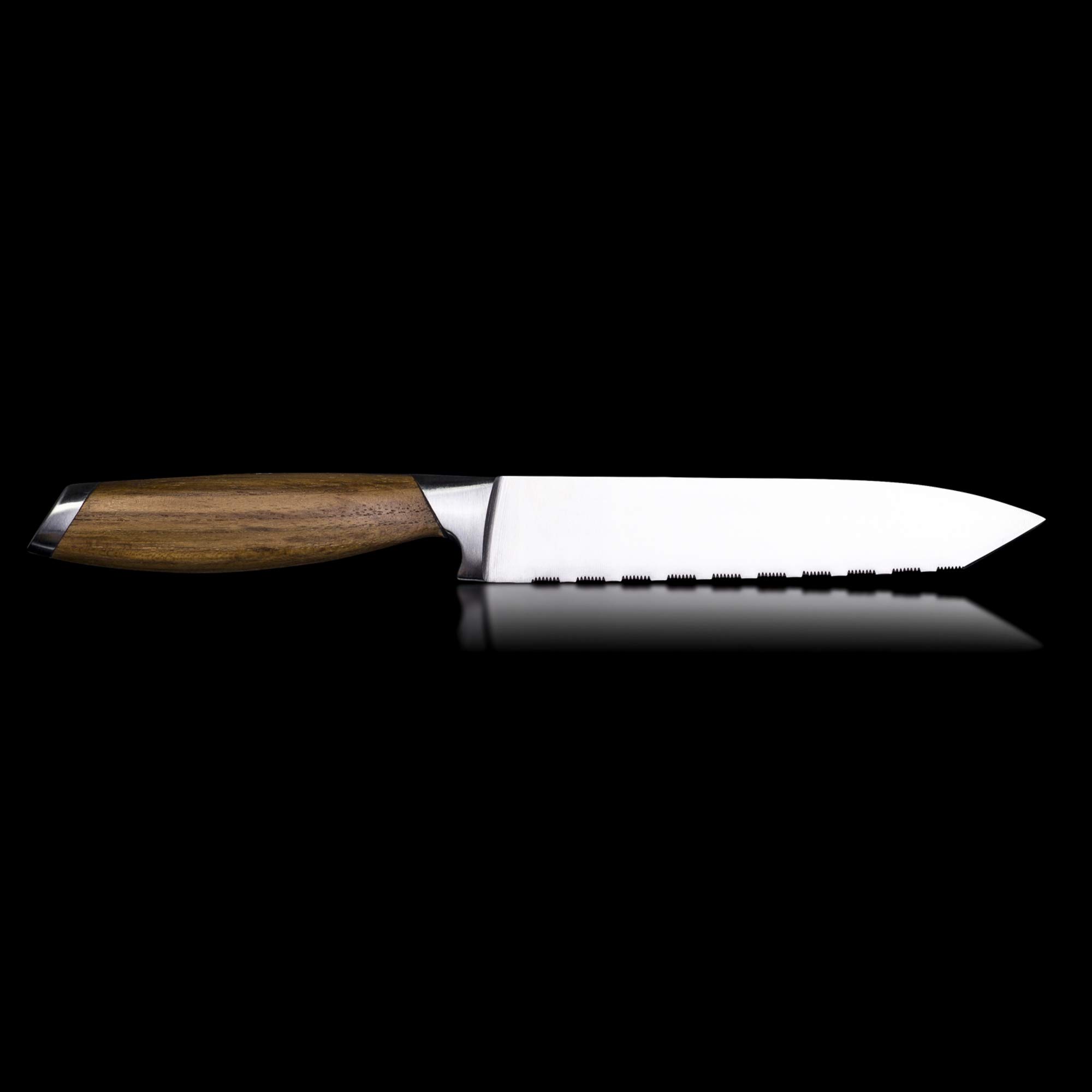 Schmidt Brothers - Bonded Teak, 6" Double Edge Utility Knife, High-Carbon German Stainless Steel Multipurpose Kitchen Cutlery