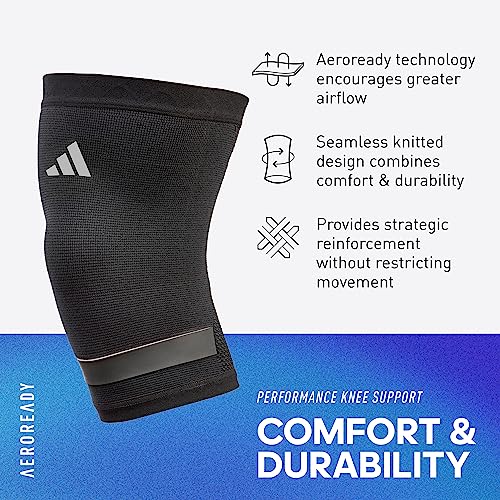 adidas Performance Climacool Knee Support Sleeve - Knee Sleeve for Support, Training, and Competitions - Ergonomic Design, Silicone Grip, Breathable Seamless Design - Black, Medium