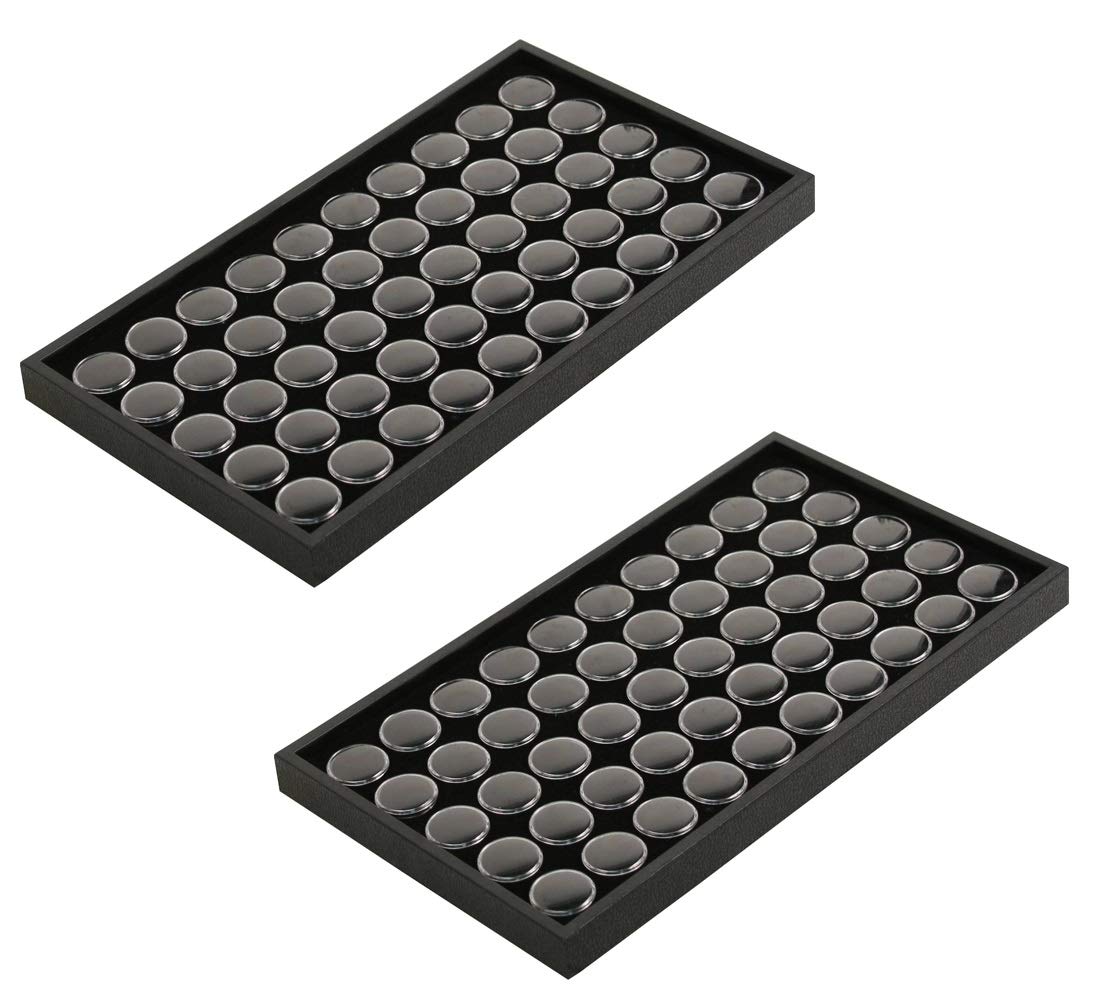 888 Display USA - 100 Black Foam Gem Jars Showcase with 2 pcs of Black Stackable Display Tray