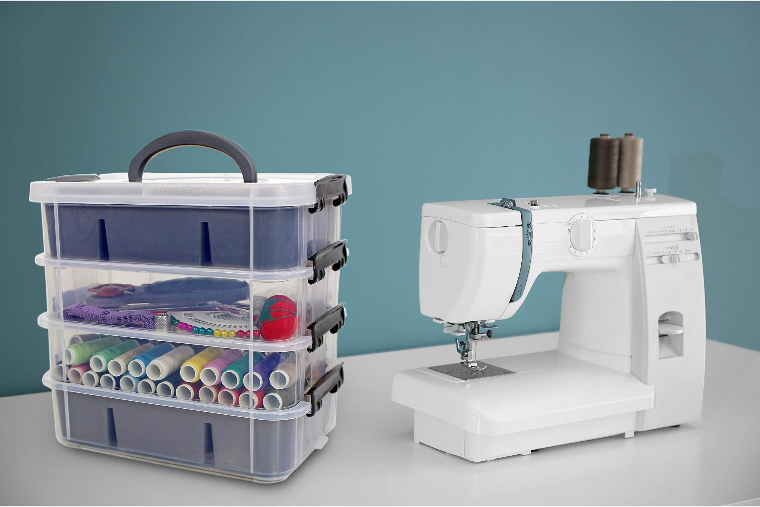 Bins & Things Ultimate Bundle Set of Stackable Storage Containers with 18 Adjustable Comaprtments Case and 2 Tray Case - Craft Storage/Craft Organizers and Storage - Art Supply Organizers.