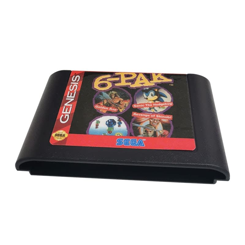 6-PAK-Games 16 Bit MD Game Card For PAL And NTSC Version (Black)