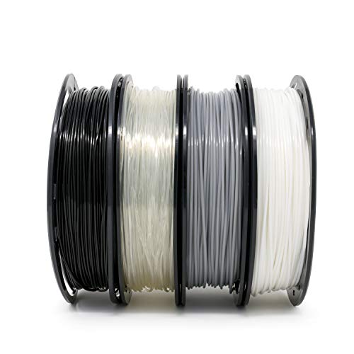 Gizmo Dorks ABS Filament for 3D Printers 3mm (2.85mm) 200g, 4 Color Pack - Black, Grey, Transparent, White