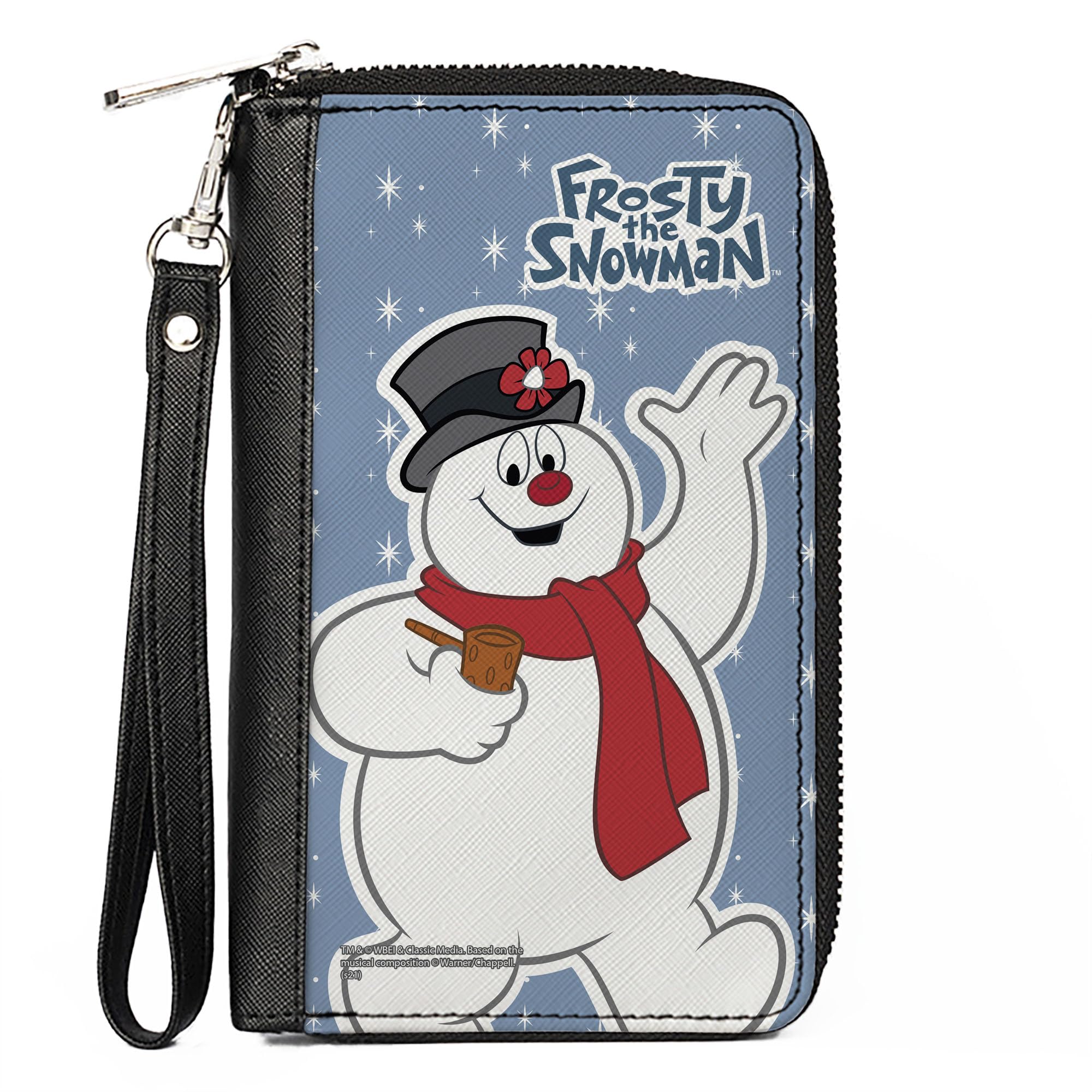 Buckle-Down Women's PU Zip Around Wallet Rectangle-Frosty The Snowman, 7.5"x4.5"