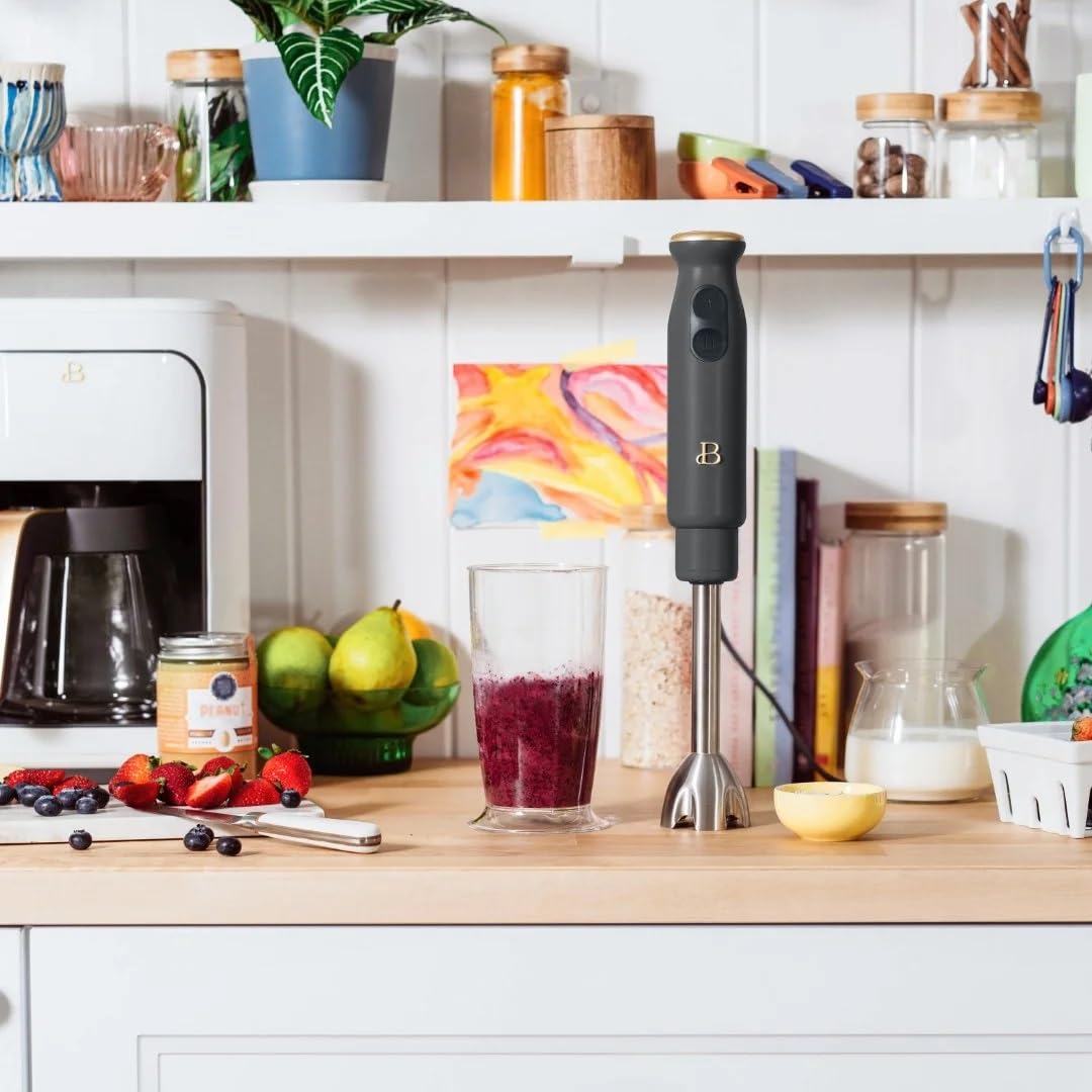 Beautiful 2-Speed Immersion Blender with Chopper & Measuring Cup by Drew Barrymore (Lavender)