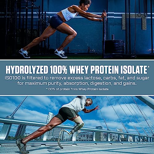 Dymatize ISO100 Hydrolyzed Protein Powder, 100% Whey Isolate Protein, 25g of Protein, 5.5g BCAAs, Gluten Free, Fast Absorbing, Easy Digesting, Cookies and Cream, 5 Pound