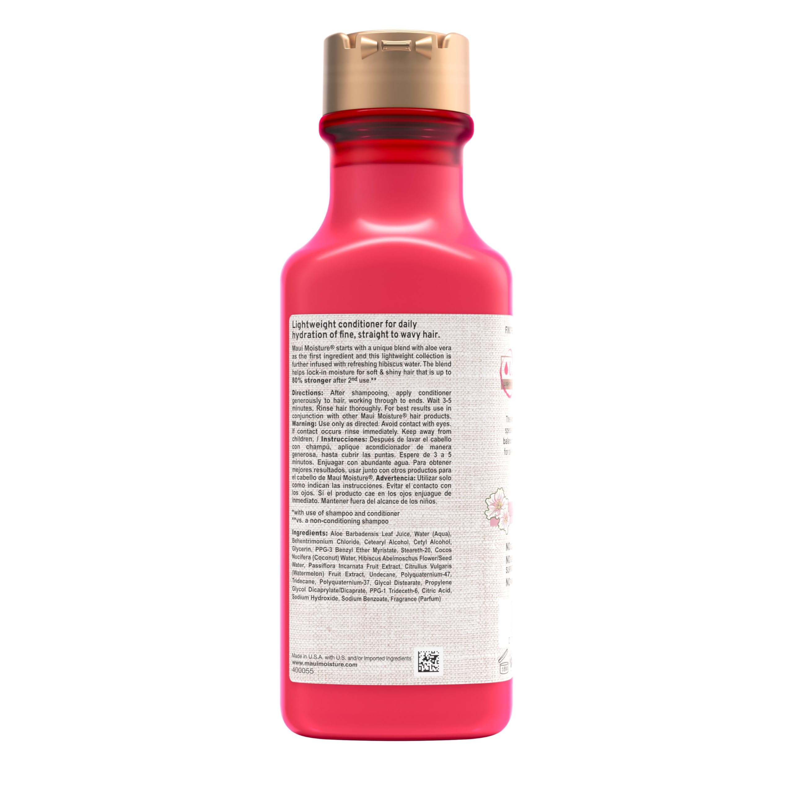 Maui Moisture Lightweight Hydration + Hibiscus Water Conditioner for Daily Moisture, No Sulfates, 13 fl oz