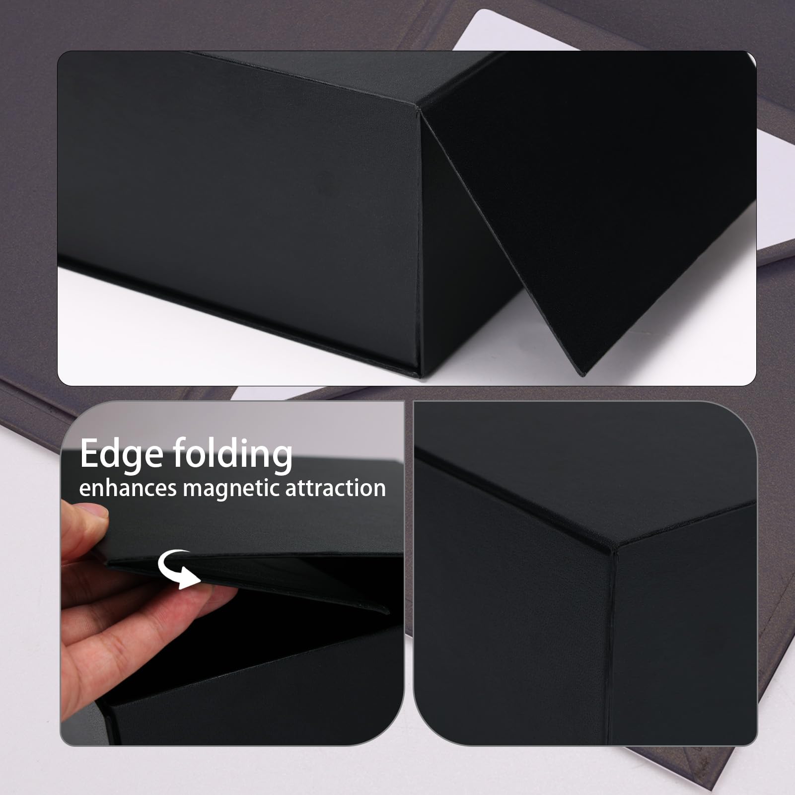 Ditwis 8x8x4 Inches Gift Box with Magnetic Closure Lid, Black Magnetic Boxes for Wedding, Groomsmen Bridesmaid Proposal, Birthdays, Mother's Day, 1 Pack