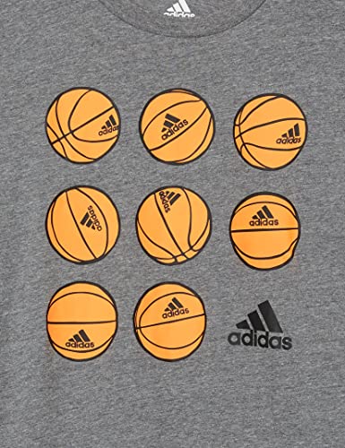 adidas Boys' Big Short Sleeve Cotton Baseball Novelty T-Shirt, Charcoal Grey Heather, Large (14/16)