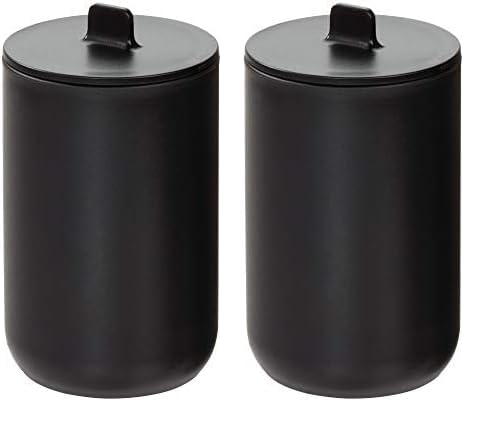 iDesign Cade Canister Bathroom Storage Jar with Lid for Bathroom, Vanity, Desk, Countertop, 3.14" x 3.14" x 5.09", Matte Black (Pack of 2)
