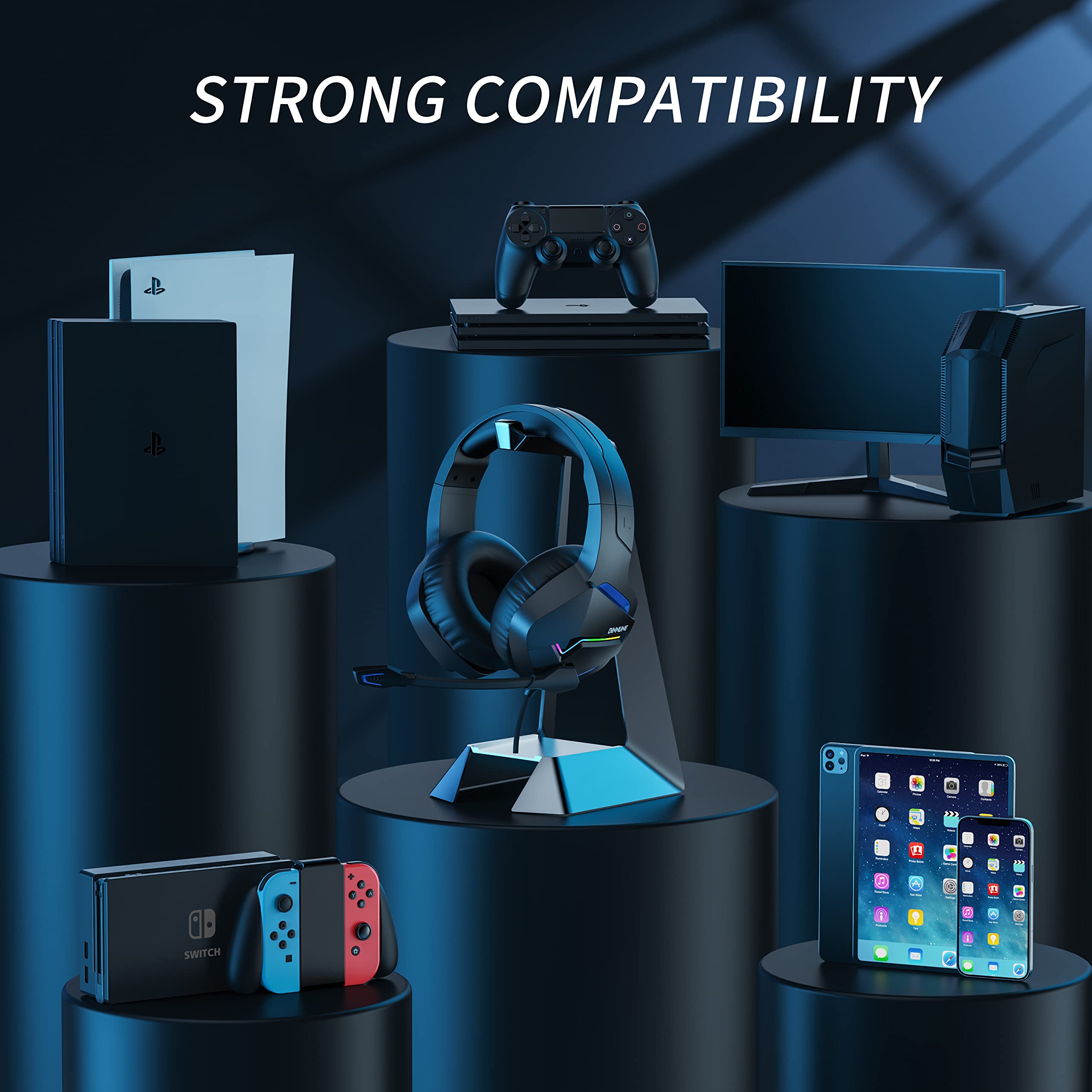 BINNUNE Gaming Headset with Microphone for PS4 PS5 Xbox One PC PlayStation 4 Xbox 1 Game Audifonos Gamer Headphones with Mic (3.5MM)