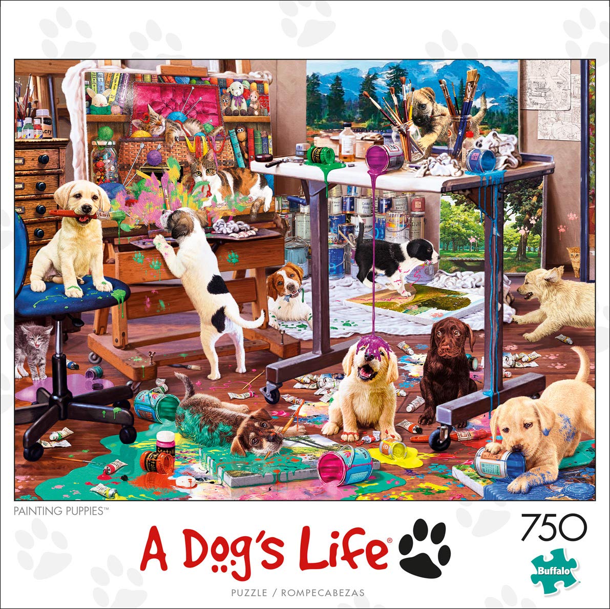 Buffalo Games - Steve Read - Painting Puppies - 750 Piece Jigsaw Puzzle for Adults Challenging Puzzle Perfect for Game Nights - Finished Puzzle Size is 24.00 x 18.00