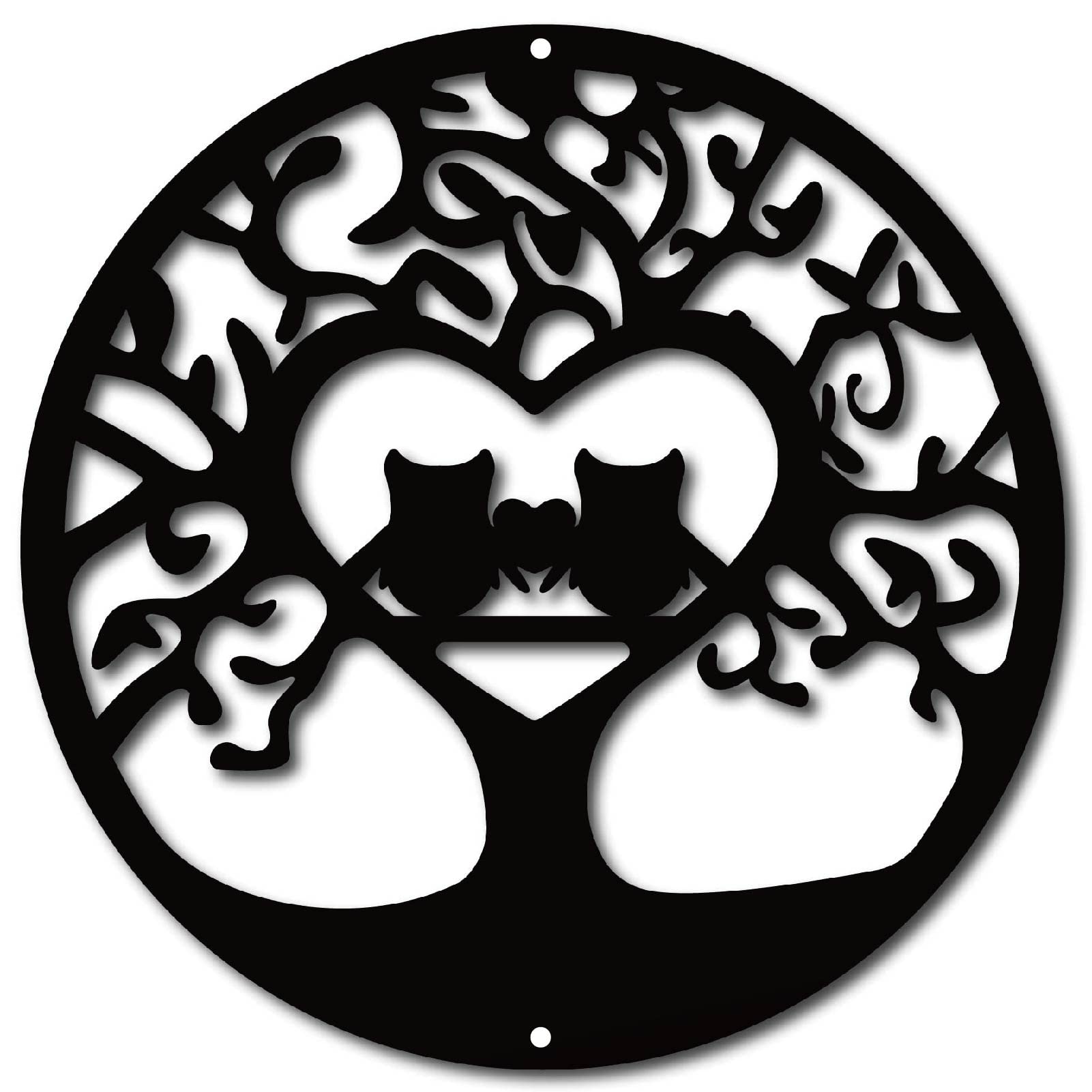 CREATCABIN Metal Wall Art Ornaments Owl Decor Wall Hanging Plaques Iron Wall Art Sculpture Sign for Indoor Outdoor Home Living Room Kitchen Garden Office Decoration Black 11.8inch