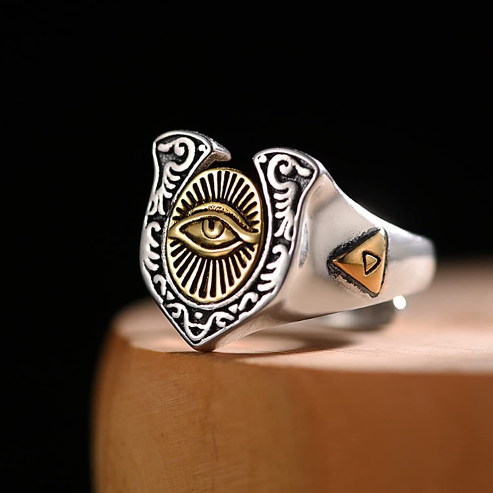 All Seeing Eye of God Ring Men's Ring Opening Adjustable in Size Punk Gothic Alloy Holiday Gift