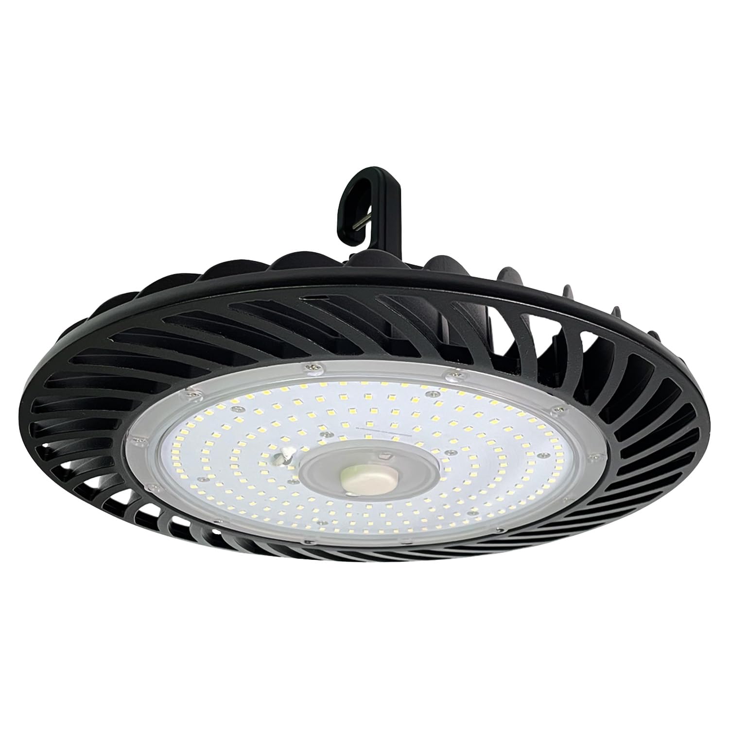 Sunlite LED Commercial UFO High Bay Light Fixture, 300 Watts (750W Equiv.), 39000 Lumens, 5000K Super White, Dimmable, UL Listed, Black, 120-277V, IP65, for Warehouses, Factories & Workshops