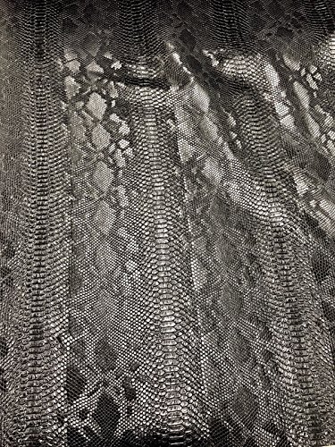 New Creations Fabric & Foam Inc, Faux Viper Snake Skin Vinyl-Faux Leather-3D Scales Fabric by The Yard, Black