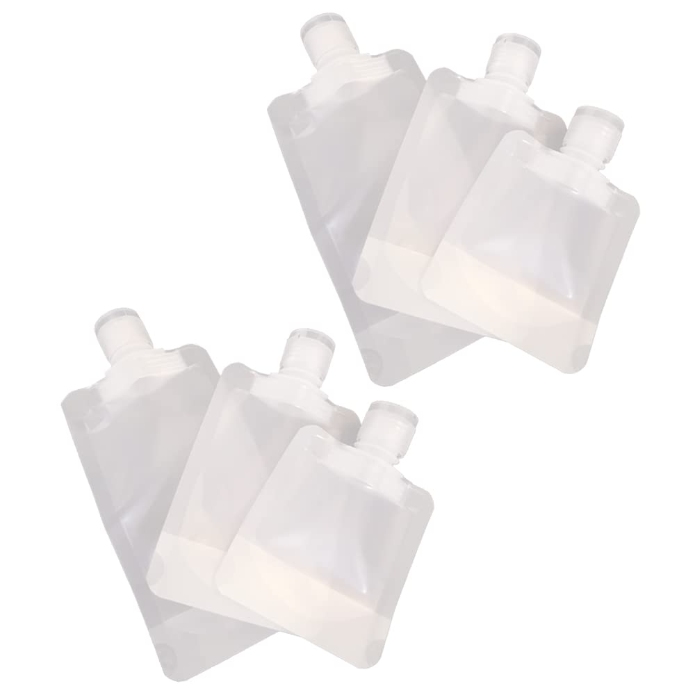 6pcs Travel Size Plastic Refillable Pouches Empty Squeeze Bag Reusable Toiletry Pouch Containers Stand Up Pouch with Spout for Liquid Cosmetic/Lotion/Shampoo/Face Wash