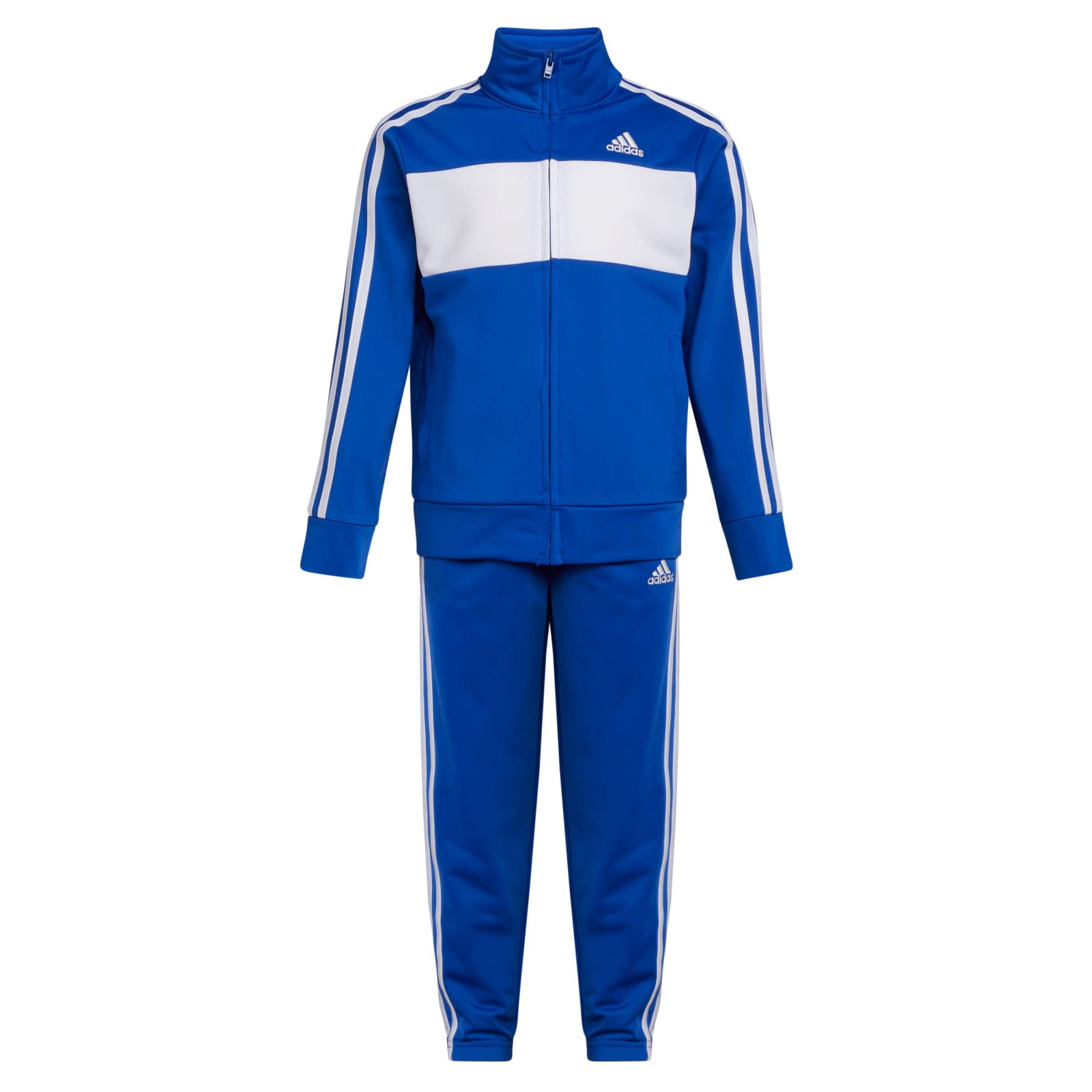 adidas Boys' Little Tricot Jacket & Pant Clothing Set, Essential Tricot Brite Blue, 4T