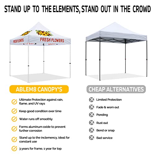 ABLEM8CANOPY Custom Canopy Tent 10x10 with Logo, Personalized Pop Up Canopy Tent with Optional Walls for Business Events, Trade Shows, Farmers Market, Roller Bag Included(Fresh Flower)