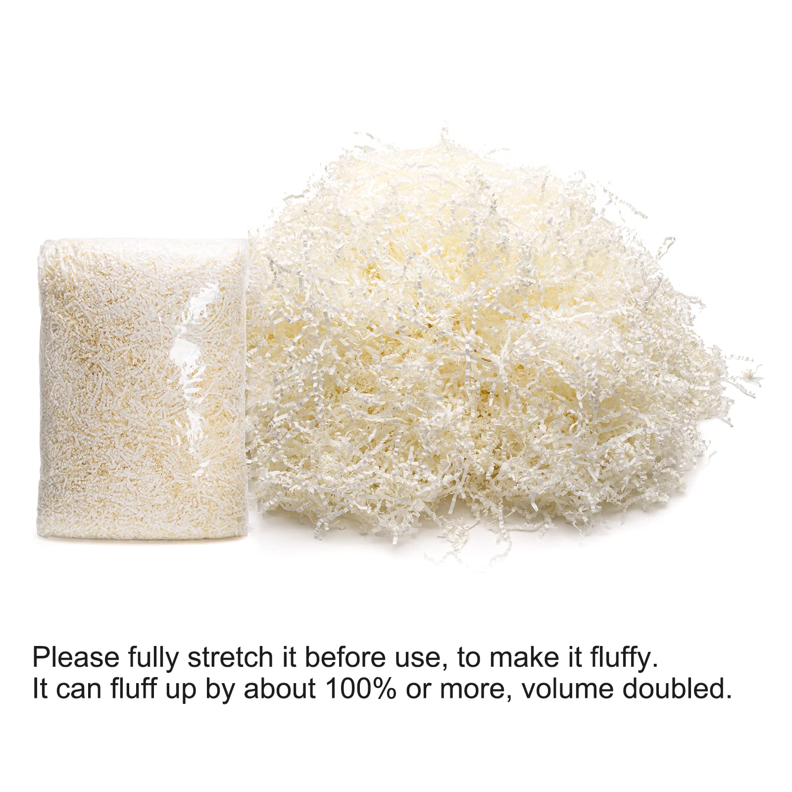 Mcfleet 2 LB Crinkle Cut Paper Shred Filler White Crinkle Paper Shredded Paper for Gift Box - Gift Basket Filler - Gift Box Stuffing for Christmas, Halloween Packaging Wrapping