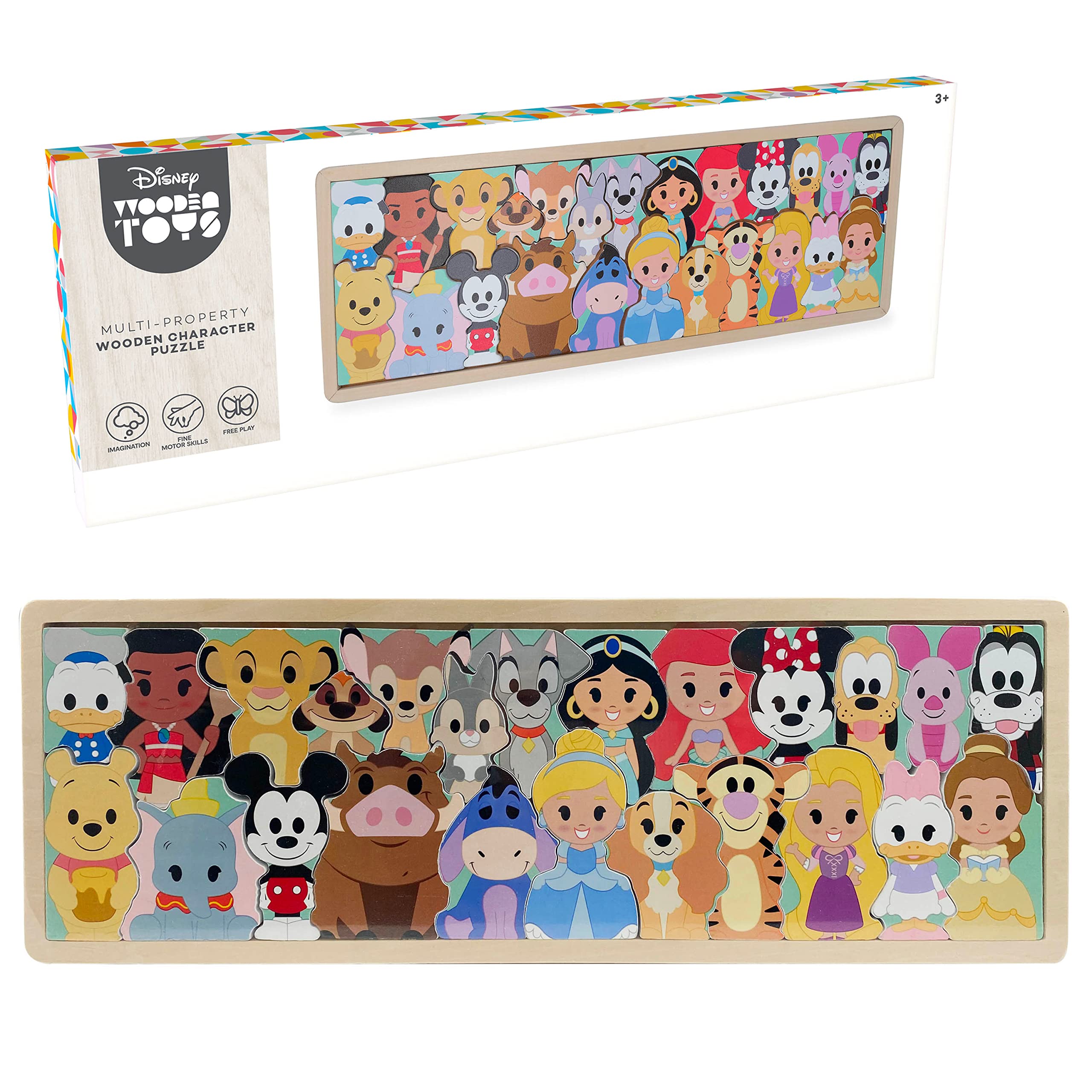 Disney Wooden Toys Character Puzzle, 25-Pieces, Learning and Education, Pretend Play, Kids Toys for Ages 3 Up by Just Play