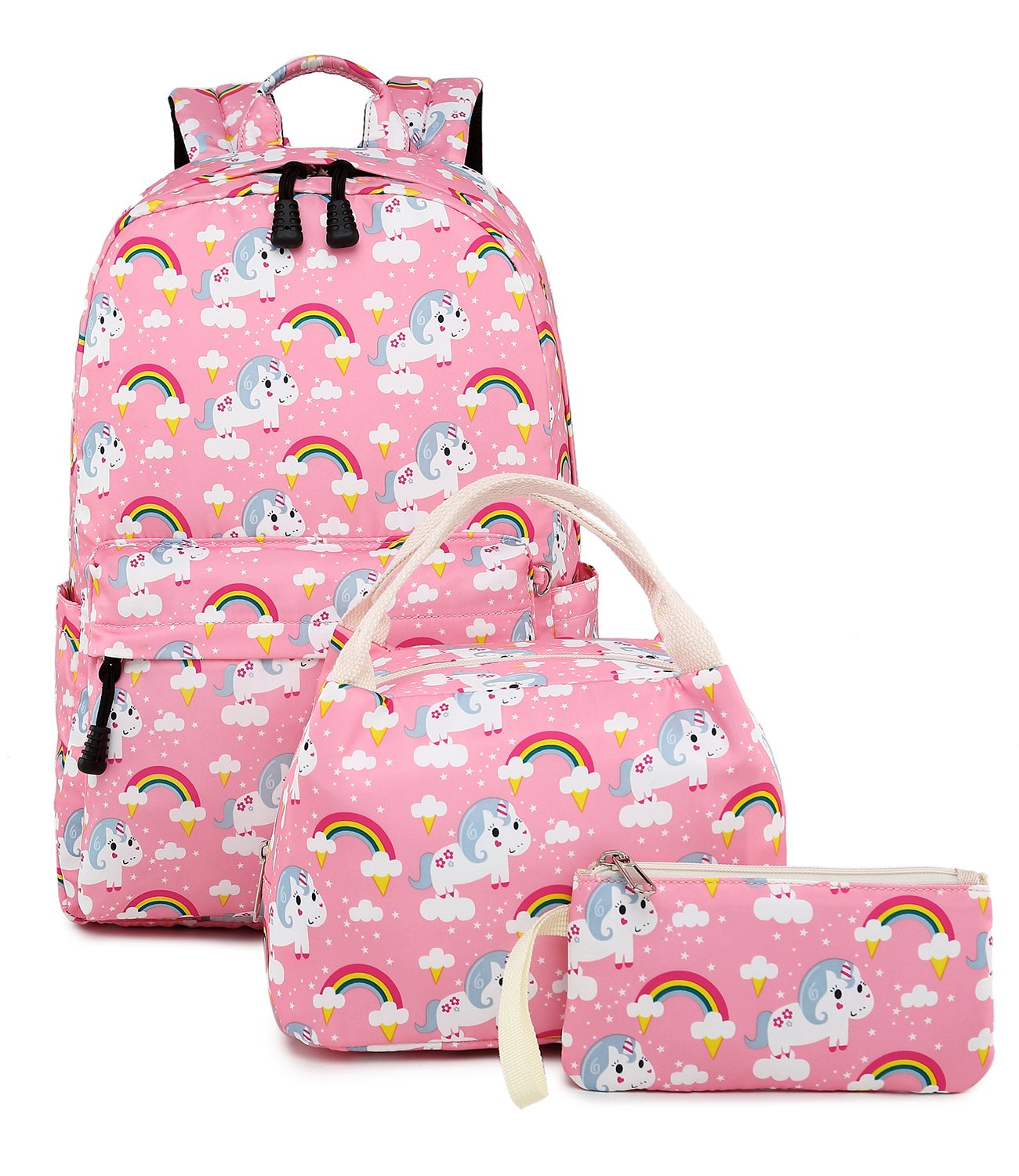 abshoo Cute Lightweight Kids School Bookbags Unicorn Girls Backpacks With Lunch Bag (Unicorn Pink Set)