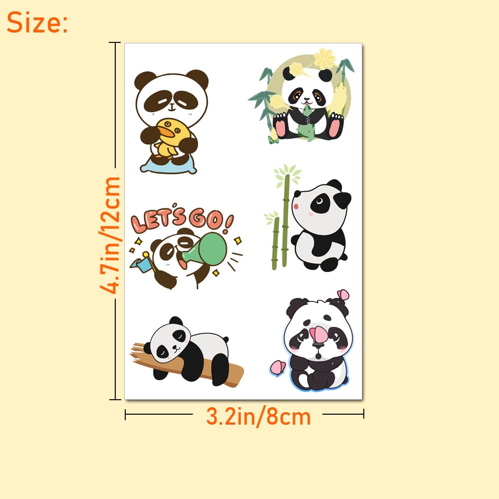Allberll Panda Party Favor 144Pcs Temporary Tattoos 24 Sheet for Panda Birthday Party Decorations supplies Green