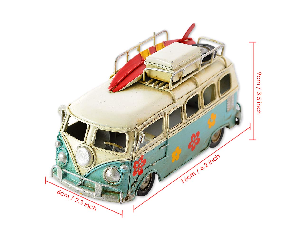 Camper Van Model 6.3 Inches Retro Classic Camper Van T1 Style Metal Beach Bus Vehicle Home Decor - Ideal Birthday Surprise for Boyfriend - Blue