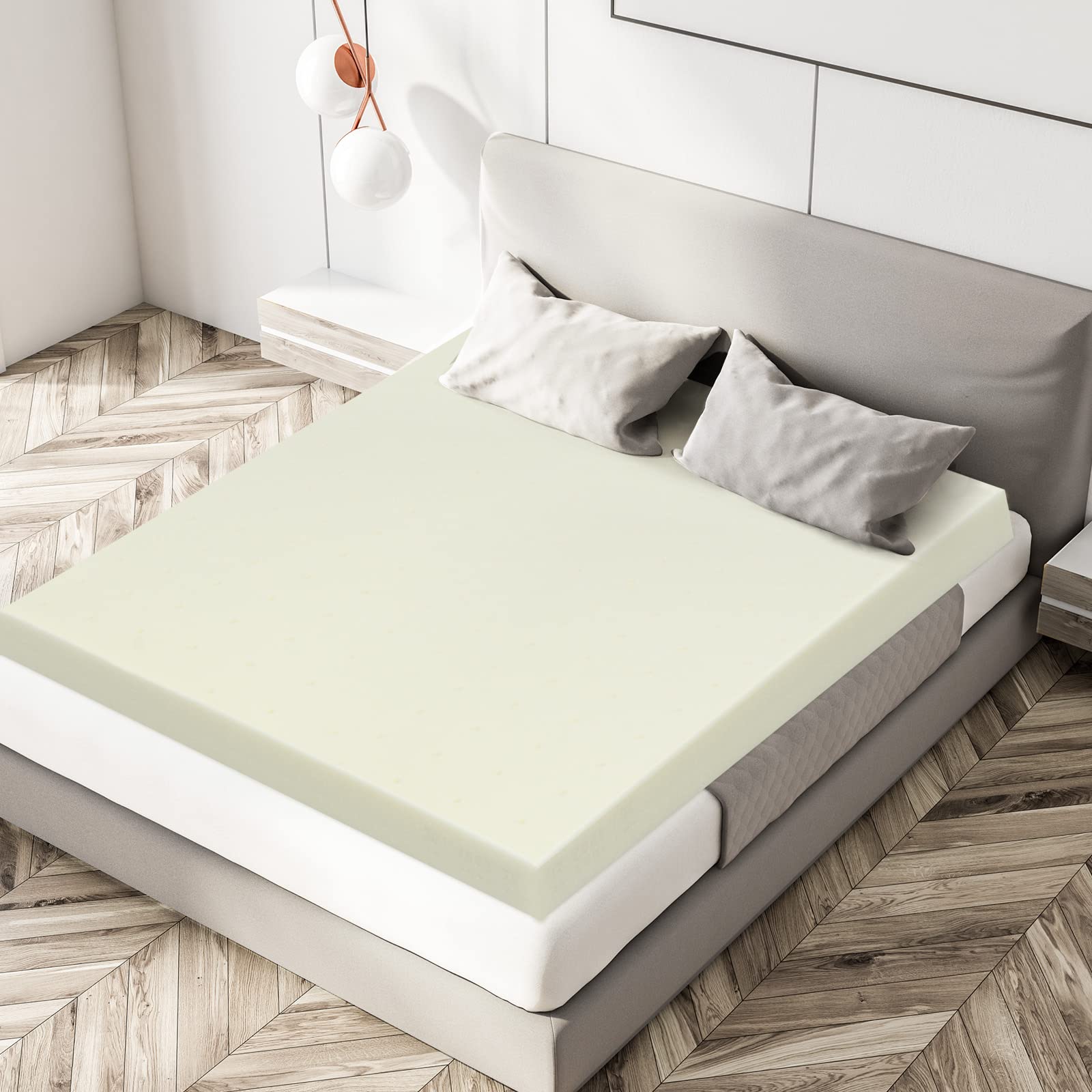 KOMFOTT Queen Size Mattress Foam Topper, Air Swirl Ventilated Foam Memory Mattress Pad Topper for Back Pain, 3 Inch