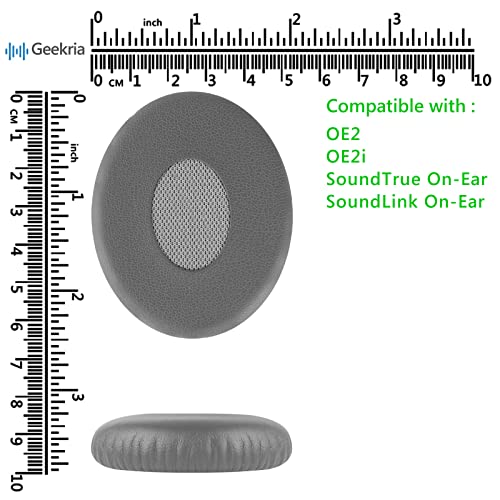 Geekria QuickFit Replacement Ear Pads for Bose On-Ear OE2, OE2i Headphones Ear Cushions, Headset Earpads, Ear Cups Cover Repair Parts (Grey)