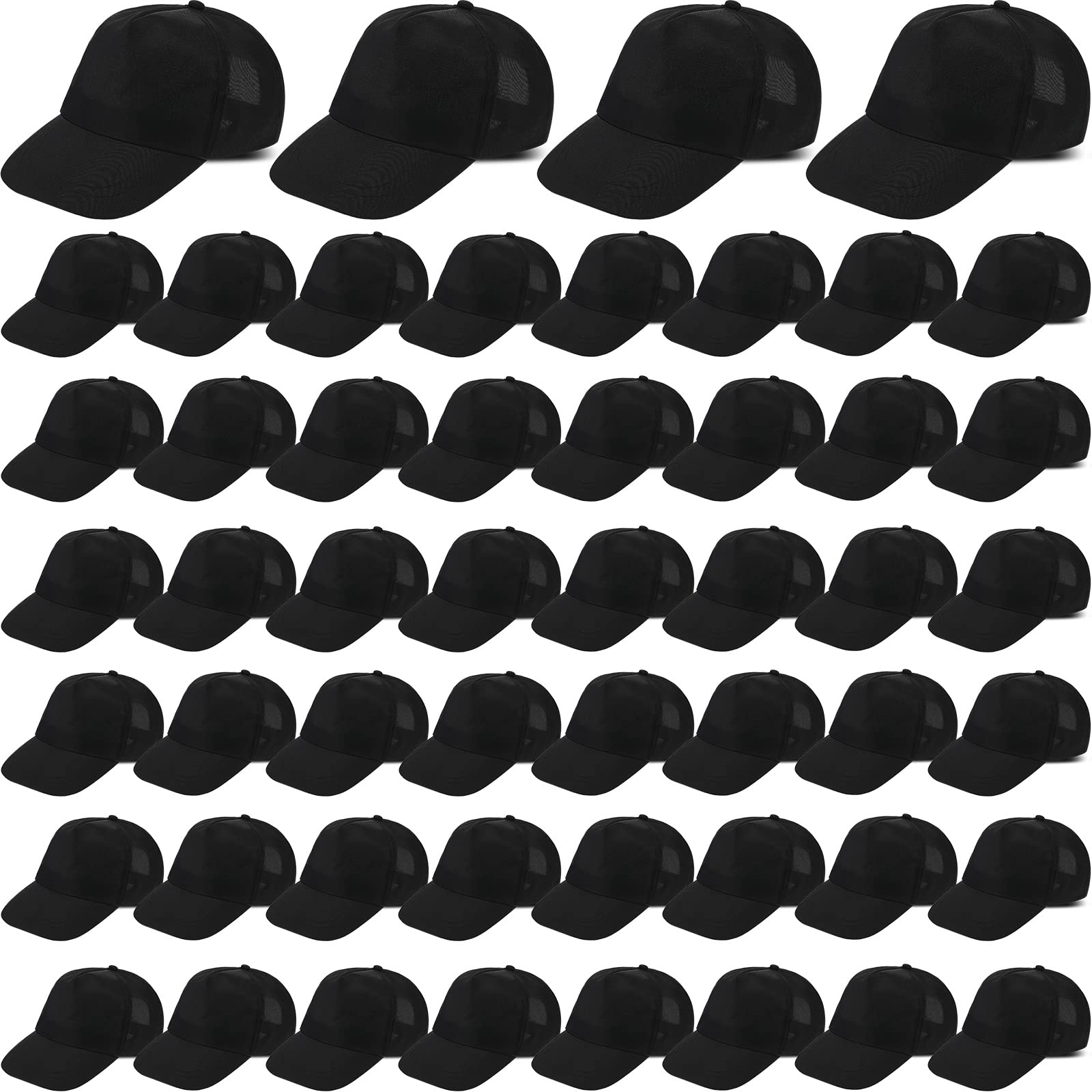 60 Pcs Plain Blank Baseball Caps Adjustable Black Baseball Hat Low Profile Dad Hat for Men Women Outdoor Running