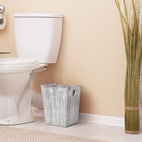 ETELI Wood Waste Basket Small Trash Can for Office Rectangular Garbage Can Decorative with 2 Handles for Bathroom Bedroom Kitchen Hotel