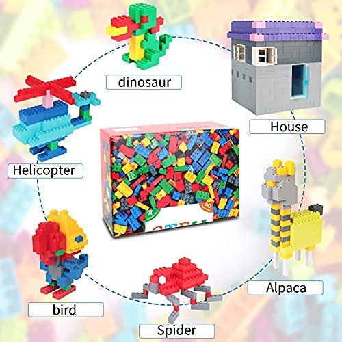 Building Bricks 1500 Pcs, Naivtu Building Blocks for Kids Ages 4-8, Bulk Toy Building Sets with Windows,Doors and Wheels, Classic Creative Bricks Compatible with All Major Brands