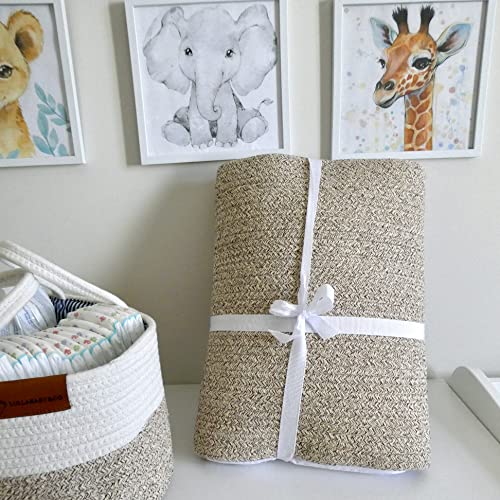 Lullababy and Co Baby Changing Basket with Two Covers β Practical Basket with Foam Pad β Cotton Rope Diaper Changing Station with Waterproof Cover - Changing Table Topper