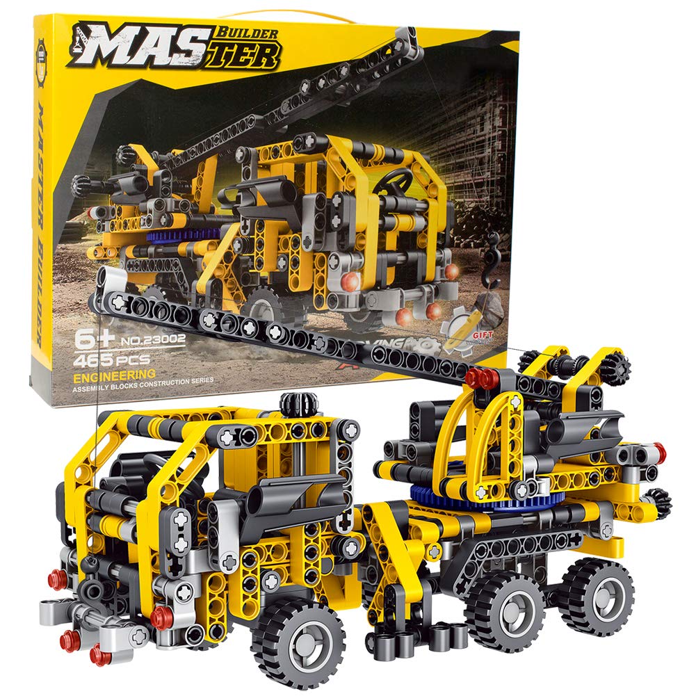 BIRANCO. Crane Truck Building Kit - Educational Learning STEM Building Blocks Toys Gifts for 8, 10, 12 yr Old Kids, Engineering Construction Set for Boys & Girls Age 6, 7, 9, 11, 13 Years Up