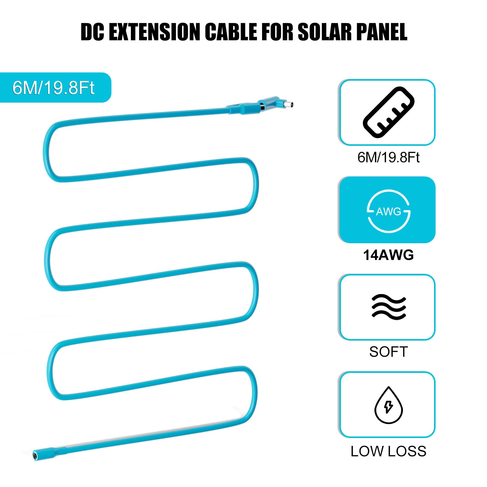 8mm Extension Cable 30" , Jackery Extension Cable , 8mm DC Power Plug with DC8020 Compatible with for GZ Yeti Aker Jackery Solar Generator ,Portable Power Station and Solar Panel Portable 14AWG