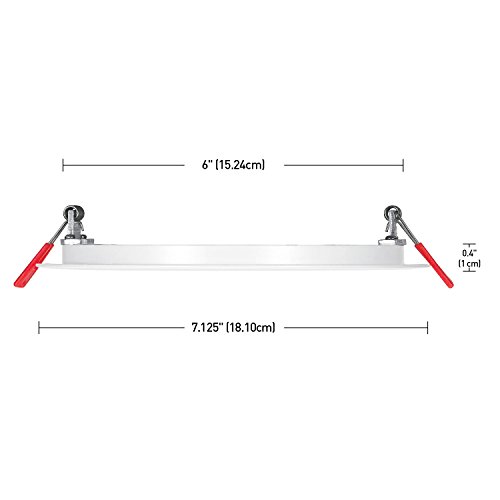 Globe Electric 90933 6" Ultra Slim LED Integrated Recessed Lighting Kit, 12 Watts, Energy Star, IC Rated, Dimmable, Wet Rated, White Finish, 6.31" Hole Size, LED Recessed Lighting, Bathroom Lights