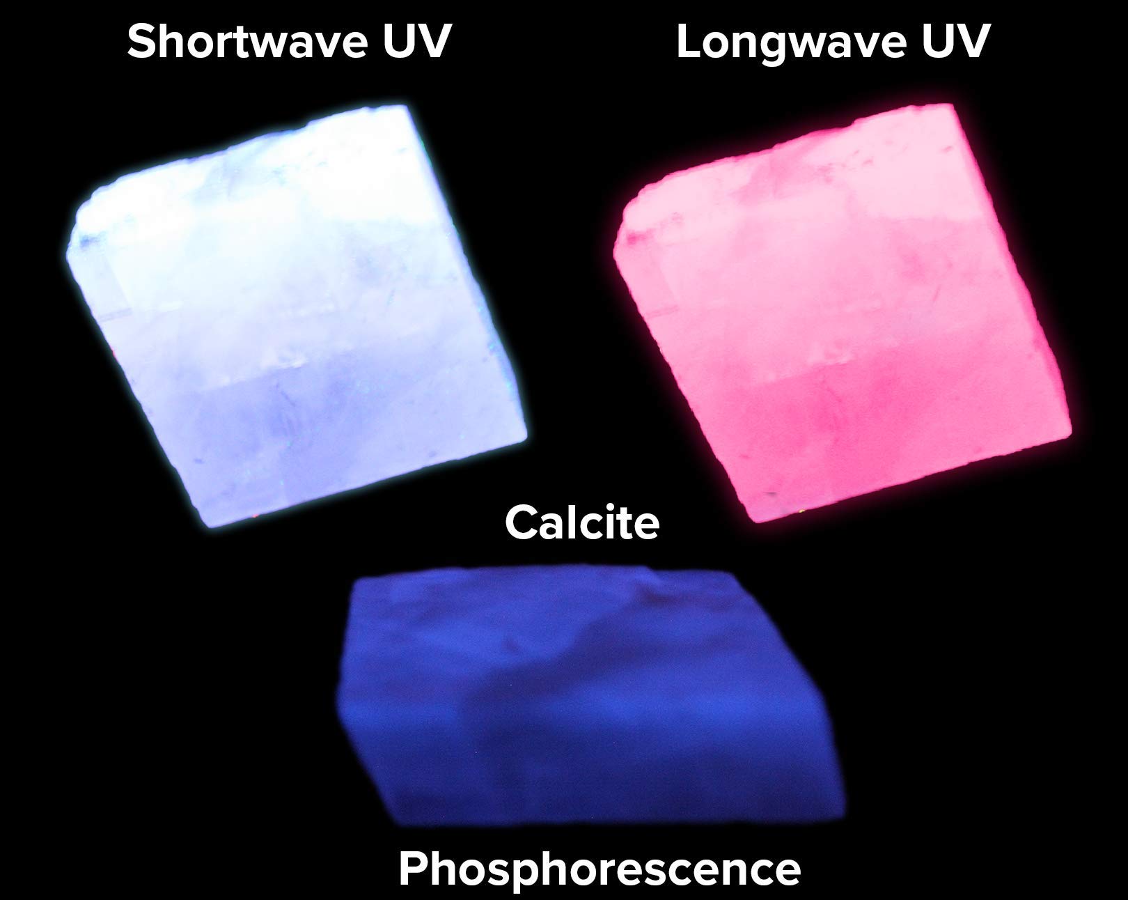 Set of 10 Medium Short Wave UV Reactive Fluorescent Mineral Rock Specimens