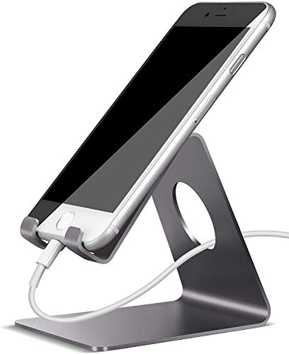 Lamicall Cell Phone Stand, Phone Dock : Cradle, Holder, Stand, Compatible with Phone 12 Mini 11 Pro Xs Xs Max Xr X 8 7 6 6s Plus 5 5s 5c All Android Smartphone Charging, Accessories Desk - Gray