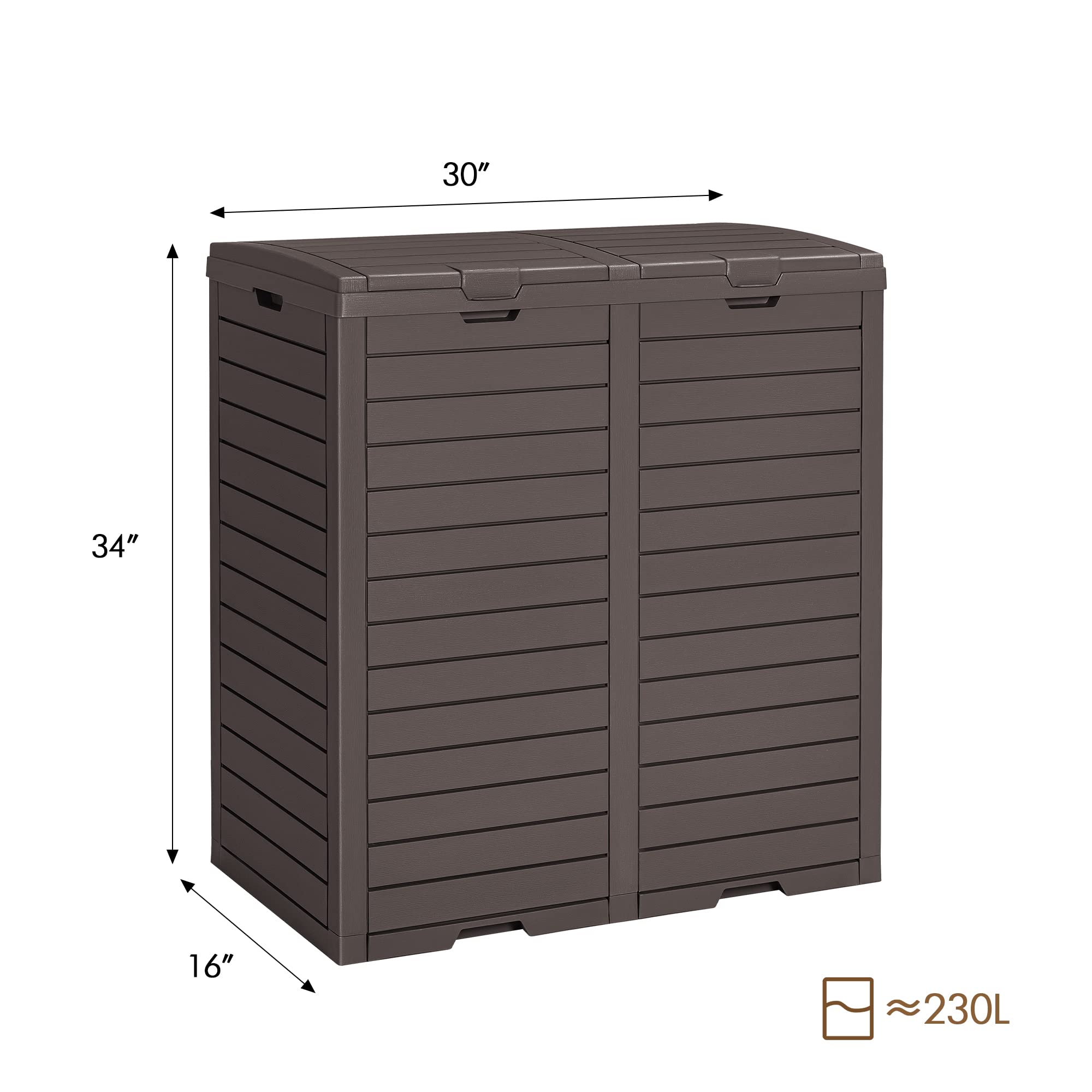 Devoko 78 Gallon Resin Trash Can Outdoor Double Waste Bin Trash with Drip Tray Armrest for Garage Two Trash Bags for Patio Hideaway Kitchens