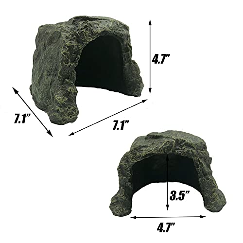 Tfwadmx Reptile Rock Hide Cave, Small Aquarium Habitat Decor Rock Tortoise Hideout for Lizards, Turtles, Reptiles, Amphibians, Fish