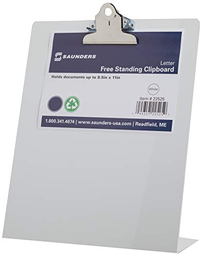 Saunders White Free Standing Clipboard - Fits 8.5 x 11 inch Letter Size Documents - Ideal for Home, Office, and Business Use (22525)