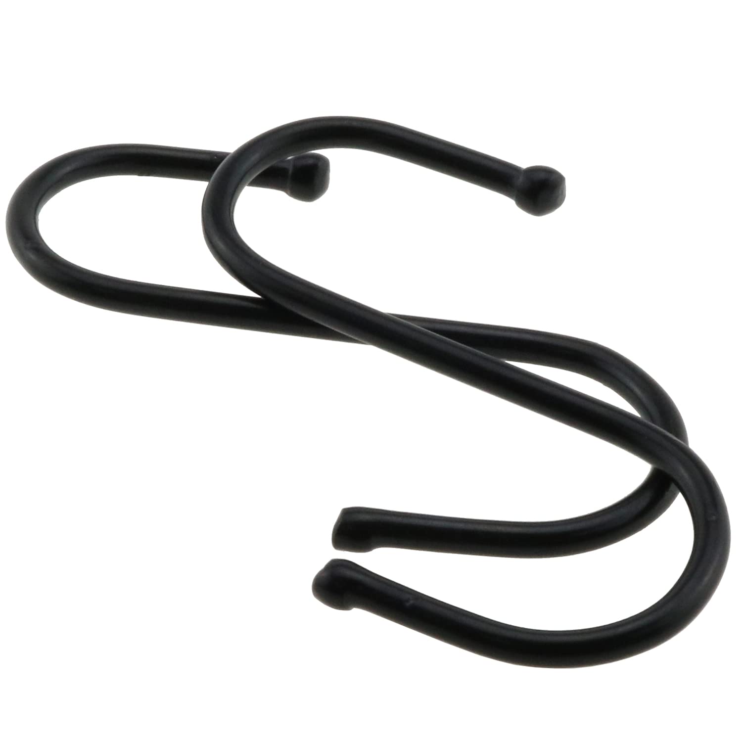 E-outstanding S Hook 12PCS 2.7 x 0.8 x 0.1Inch Black Heavy Duty Stainless Steel S-Shaped Hooks Hangers for Hanging pots and Pans, Plants, Utensils, Towels Small Size Hanging Hook