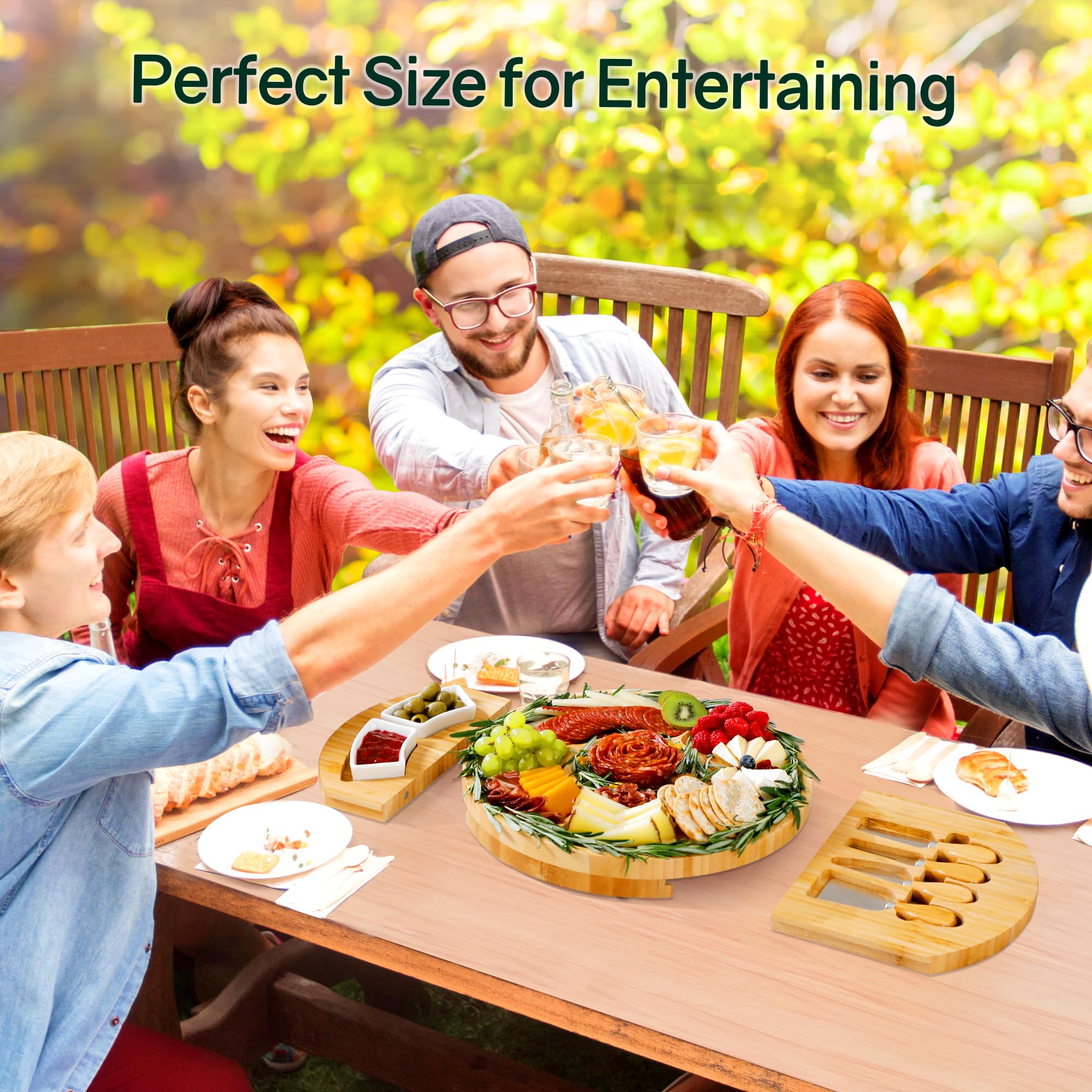 Charcuterie Boards, Thereye Cheese Board with Knife Set, Bamboo Charcuterie Board Set-ππ‘ππ§π€π¬π π’π―π’π§π ππ’ππ, ππ‘π«π’π¬ππ¦ππ¬ ππ’ππ, Housewarming Gift, Wedding Gift