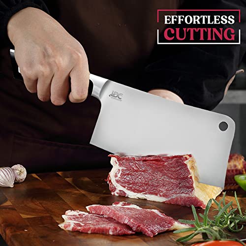 Lux Decor Collection Meat Cleaver - 7 Inch Sharp Butcher Knife | High Carbon Stainless Steel Meat Chopper | Kitchen Cleaver Knife for Home Kitchen & Restaurant| Meat Cleaver Knife Heavy Duty