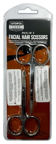 Utopia Care Eyebrow Scissors, Small Scissors for Men and Women - Curved and Rounded Nose Hair Scissors for Grooming Mustache, Beard, Eyelashes, Ear Hair Trimming- Professional Stainless Steel - Silver