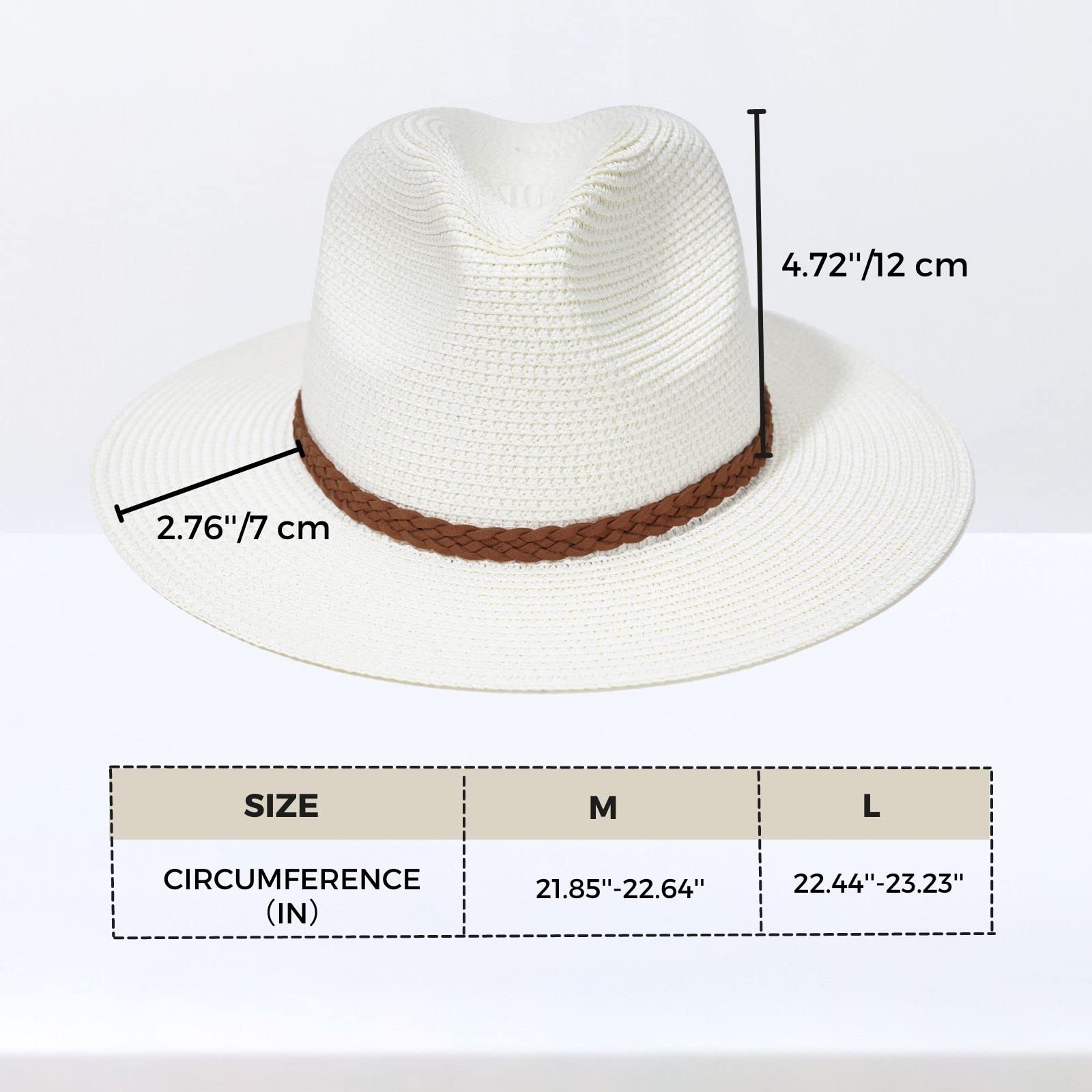 accsa Women Sun Hat Stylish Panama Straw Hat Wide Brim Summer Hat Ladies Beach Hat UPF 50+