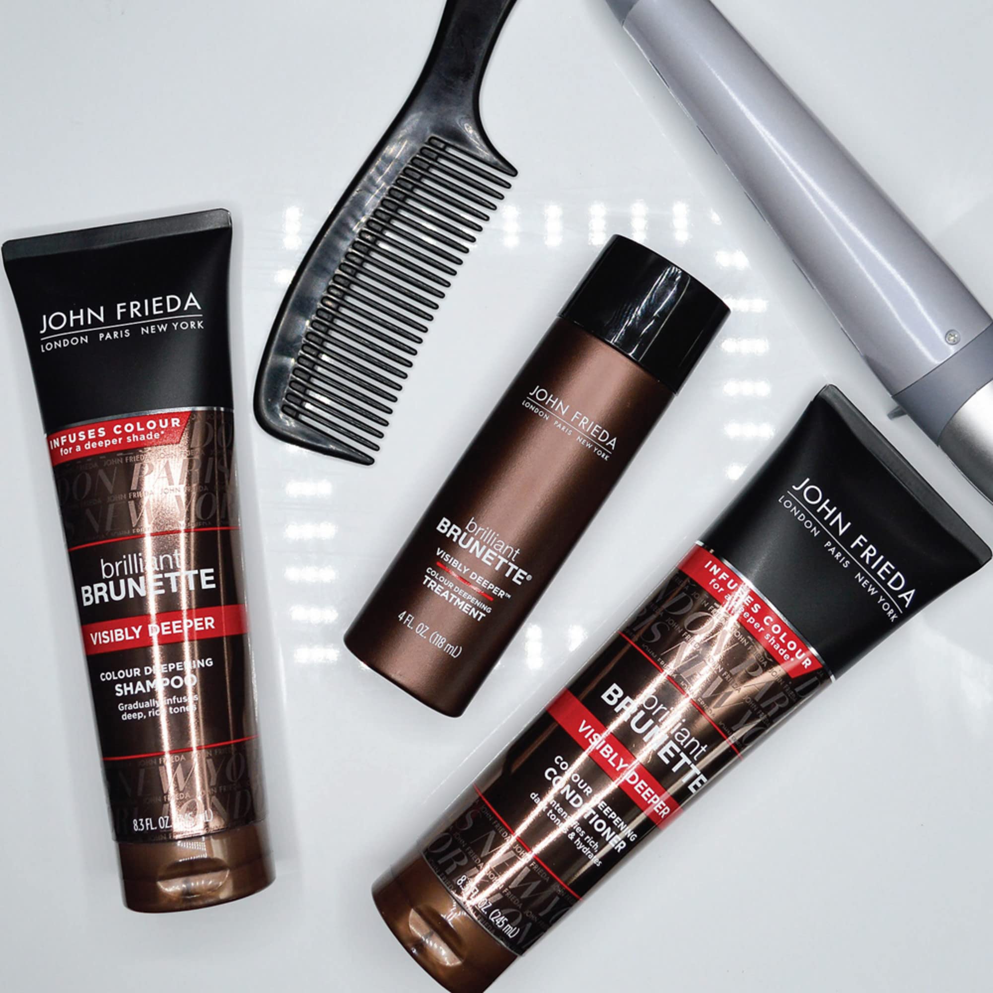 John Frieda Brilliant Brunette Visibly Deeper Color Deepening Treatment, for Cocoa Infused, Darker Color, 4 Ounce, with Evening Primrose Oil