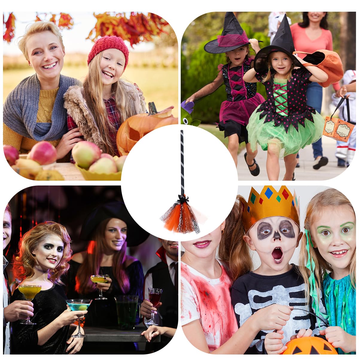 Beavorty Halloween Witch Broom Witch Broomstick Cosplay Broom Props Realistic Wizard Flying Broom Stick Accessory for Costumes Orange
