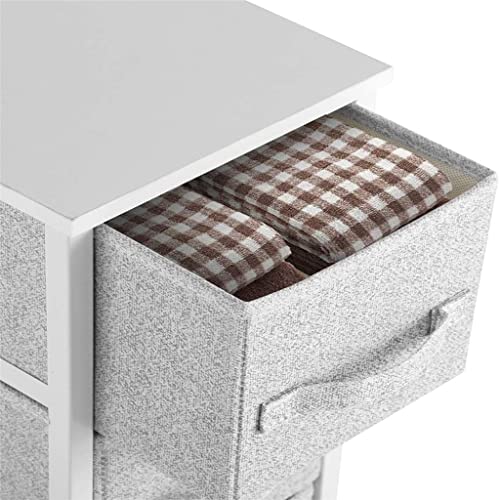 LHLLHL Narrow Dresser with 4 Fabric Drawers Vertical Slim Storage Dresser Storage Tower with Sturdy Metal Frame Storage Box Drawer Rack